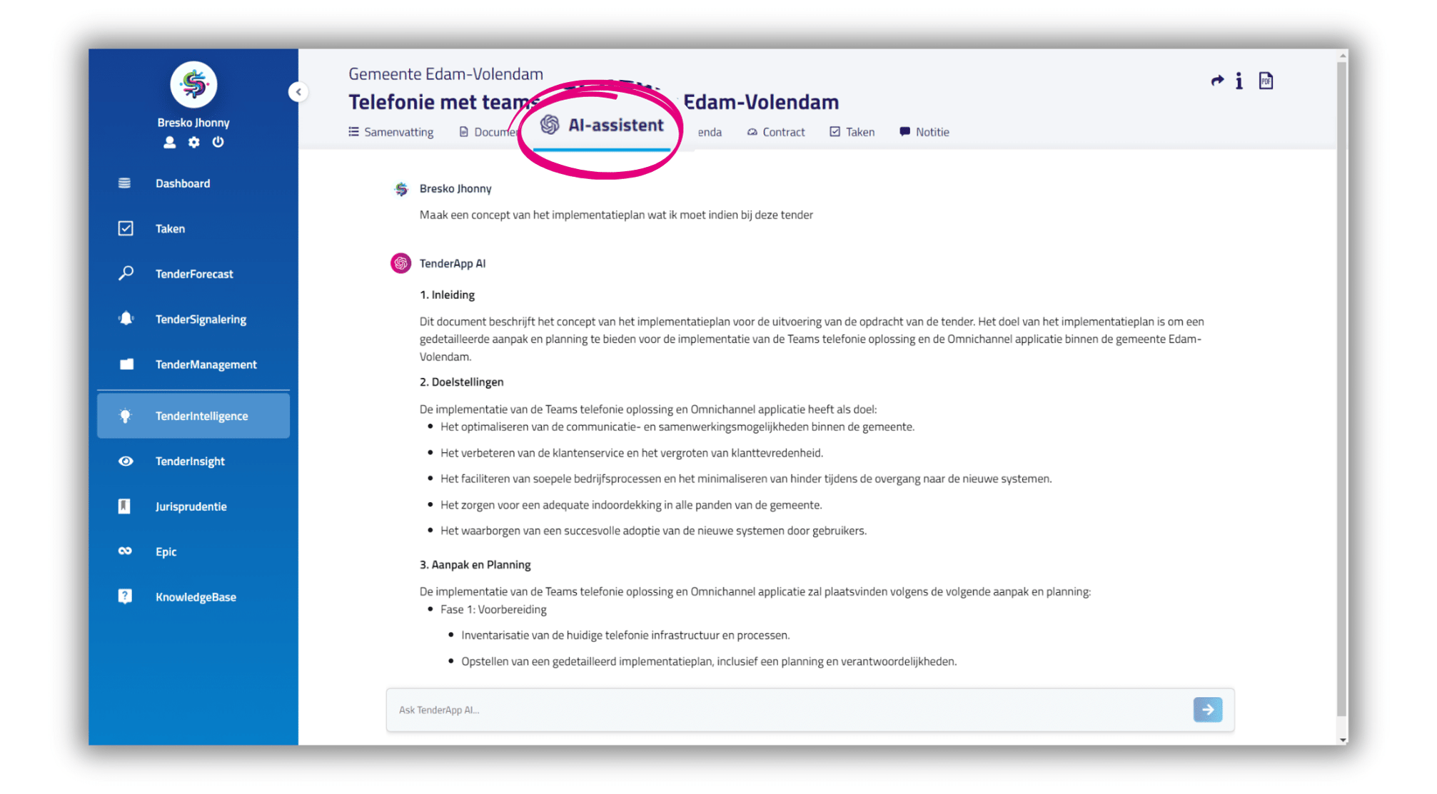TenderApp lanceert de AI-tender Assistent